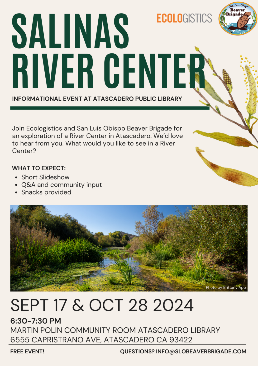 Informational meeting October 28 for Salinas River Center - Ecologistics